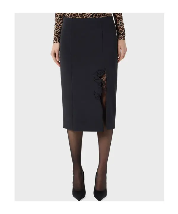 Blumarine Embroidered-slit Midi Skirt