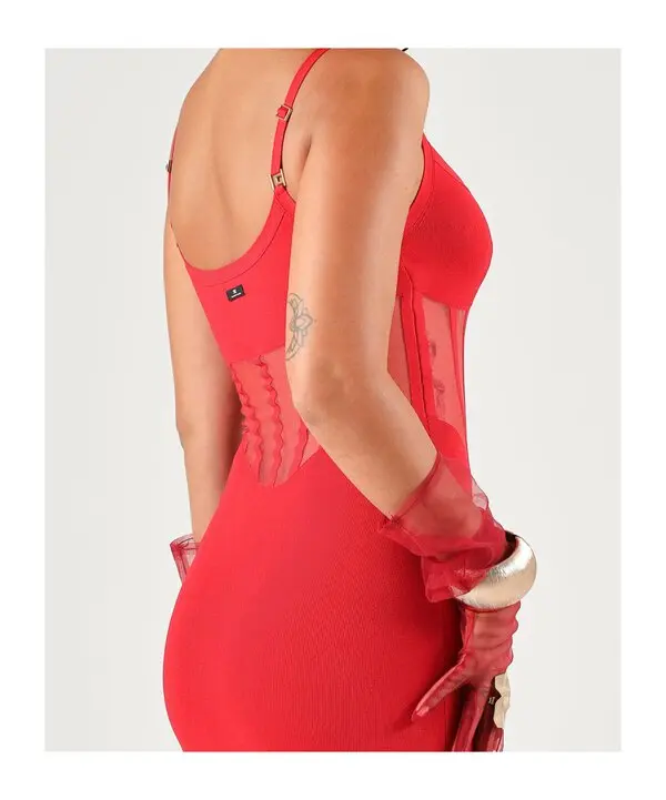 Elisabetta Franchi Sheer Panel Midi Dress
