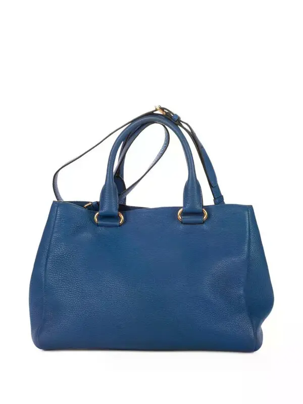 Prada Vitello Daino Leather Tote Bag - Blue