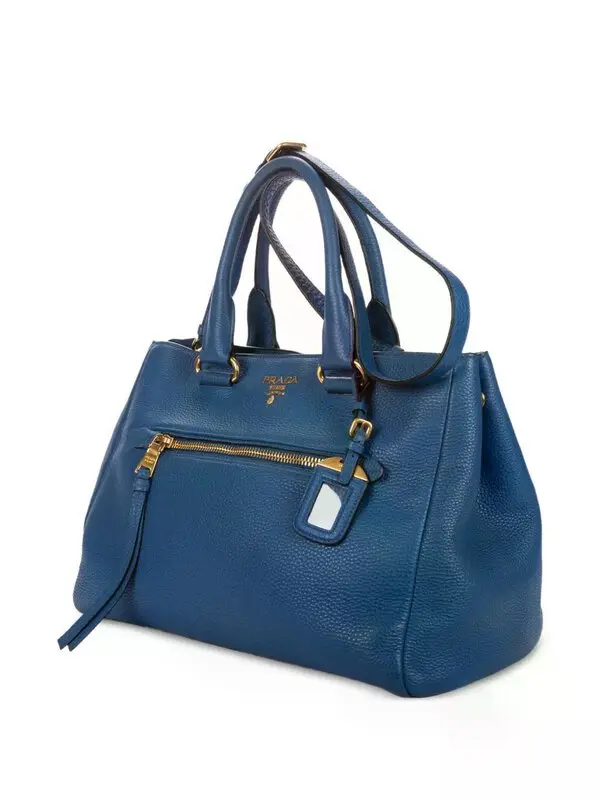 Prada Vitello Daino Leather Tote Bag - Blue