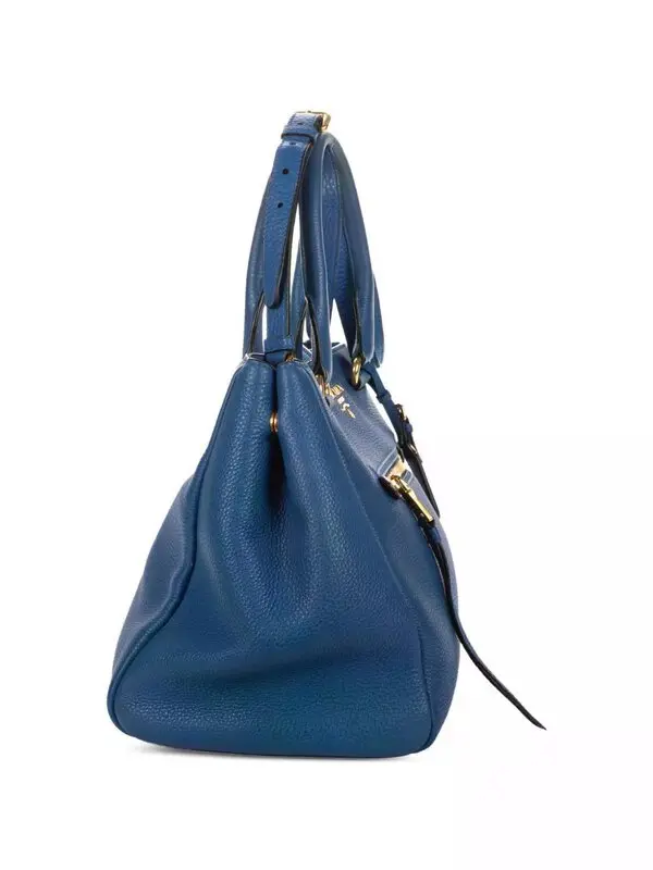 Prada Vitello Daino Leather Tote Bag - Blue