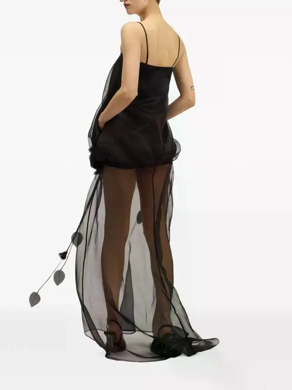Giuseppe Di Morabito Sheer-panelled Floral-embellished Maxi Dress - Black