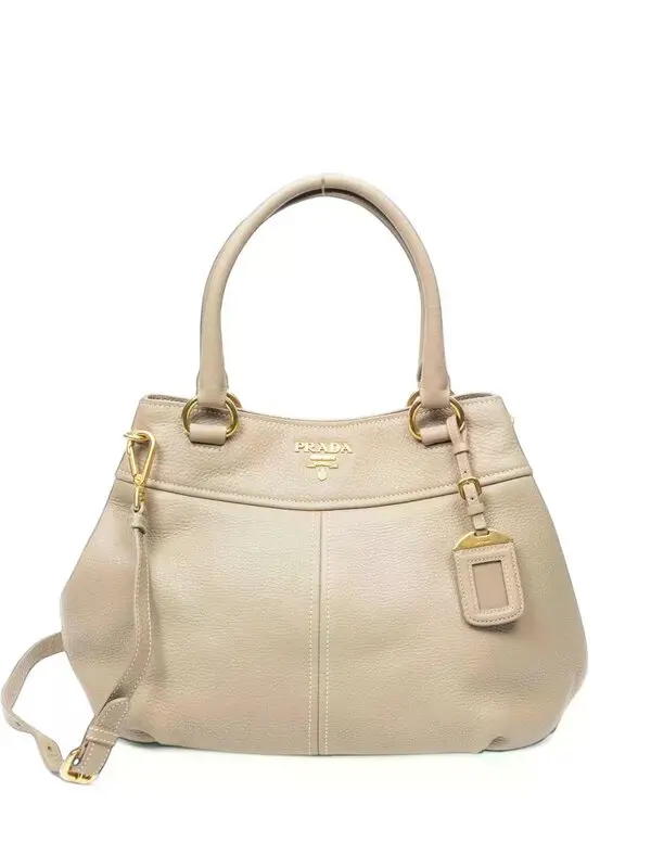 Prada Vitello Daino Leather Tote Bag - Neutrals