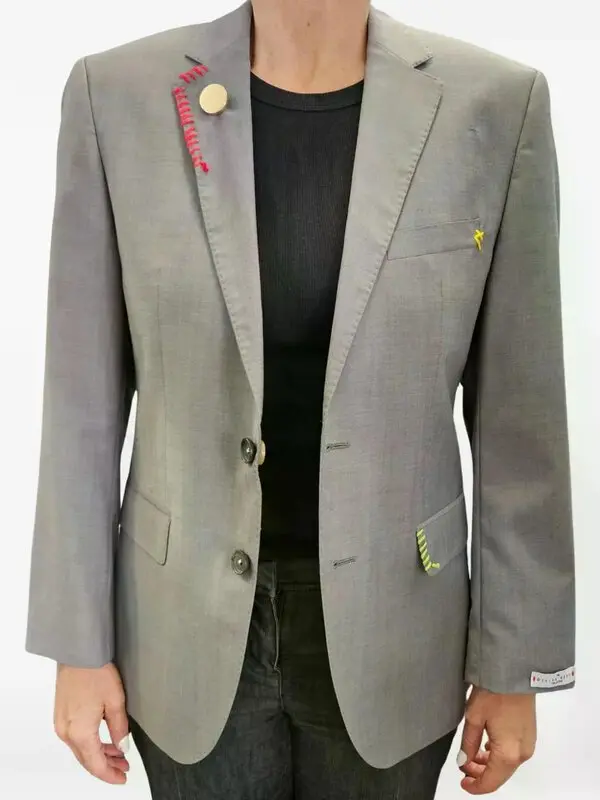 THE DIVINE REBEL COLLECTIVE Graphic-print Embellished Blazer - Grey