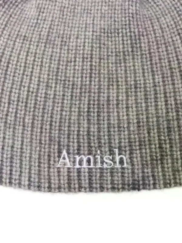 AMISH SUPPLIES Logo-embroidered Ribbed Beanie Hat - Grey