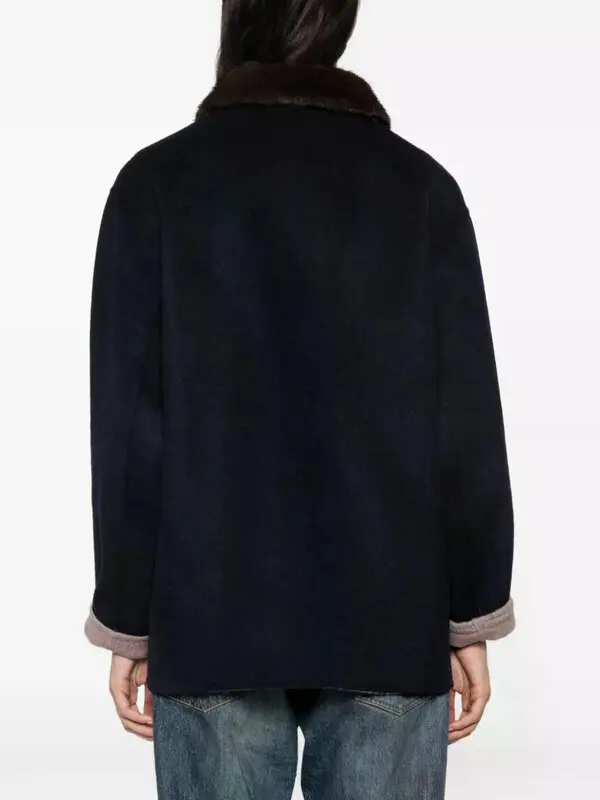 AVA ADORE Faux-fur Collar Patch-pocket Coat