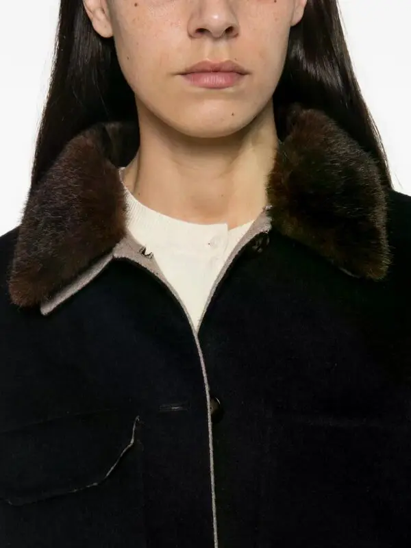AVA ADORE Faux-fur Collar Patch-pocket Coat
