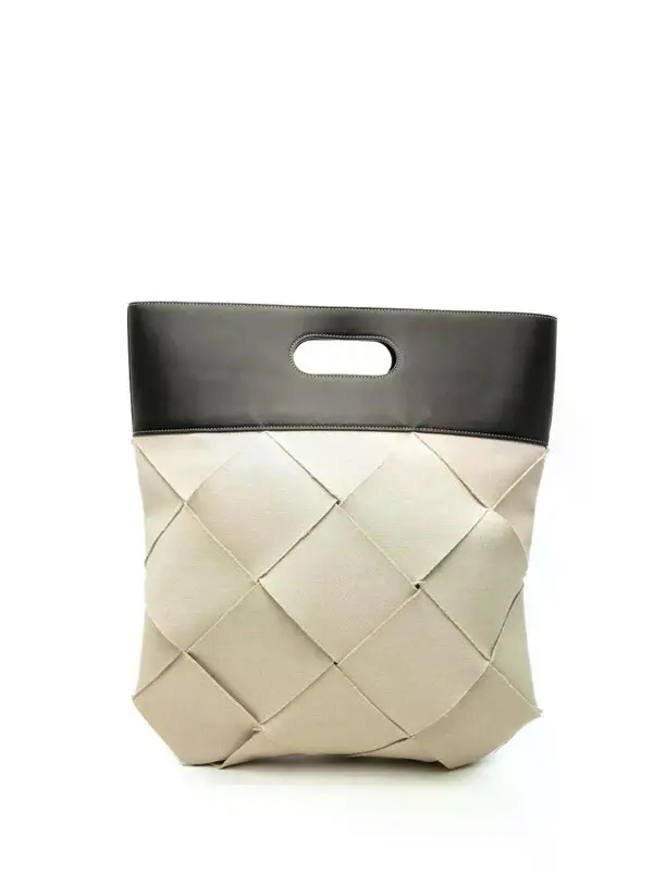 Bottega Veneta 2012-2026 Medium Canvas Maxi Intrecciato Slip Tote Bag - Neutrals