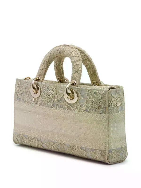 Dior 2023 Medium Embroidered Lace 3d Macrame Lady D Joy Satchel