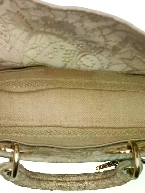 Dior 2023 Medium Embroidered Lace 3d Macrame Lady D Joy Satchel