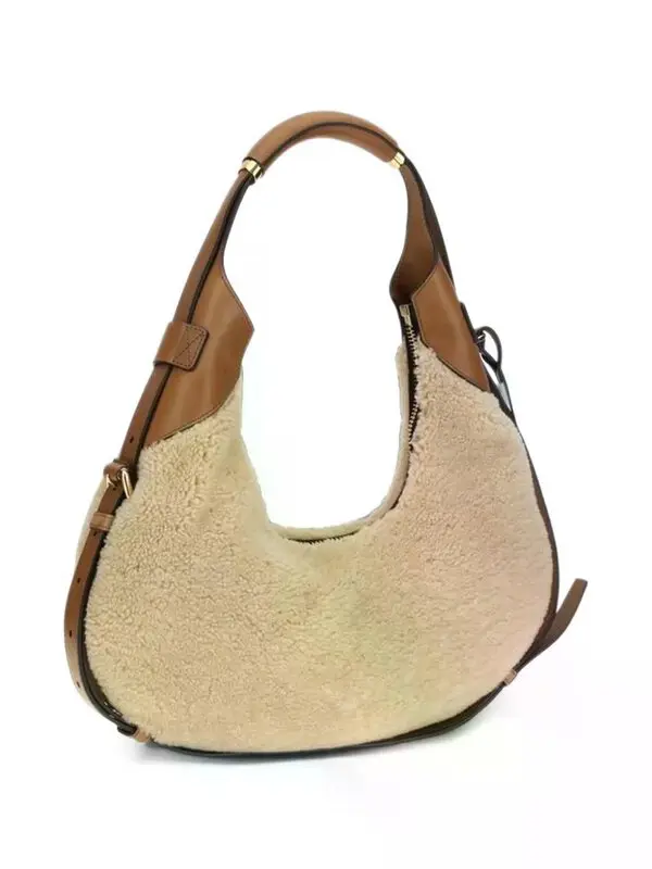 Moschino Shearling-trim Leather-trim Shoulder Bag