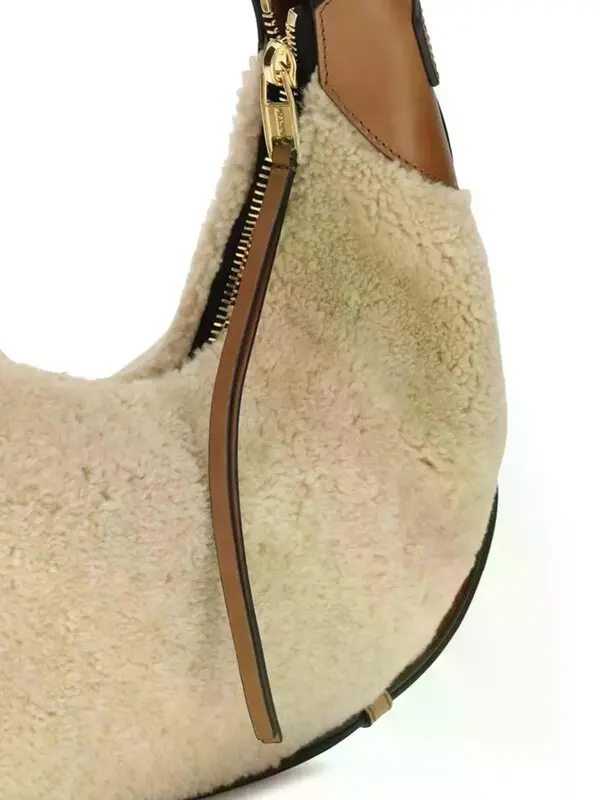 Moschino Shearling-trim Leather-trim Shoulder Bag