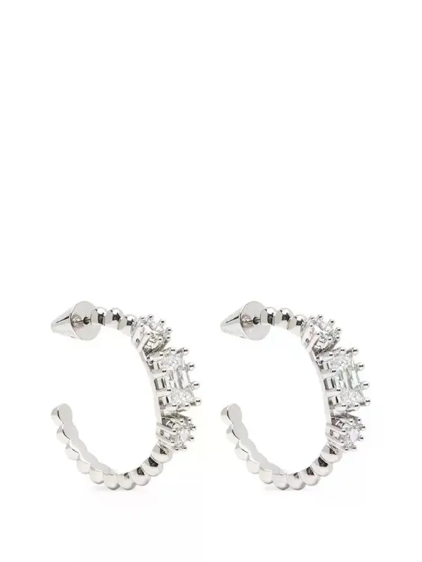 Eddie Borgo Estate Crystal-embellished Hoop Earrings - Silver