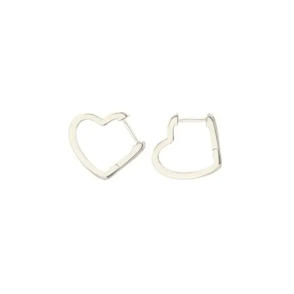 Kris Nations Open Heart Hinged Huggie Hoop Earrings - Silver