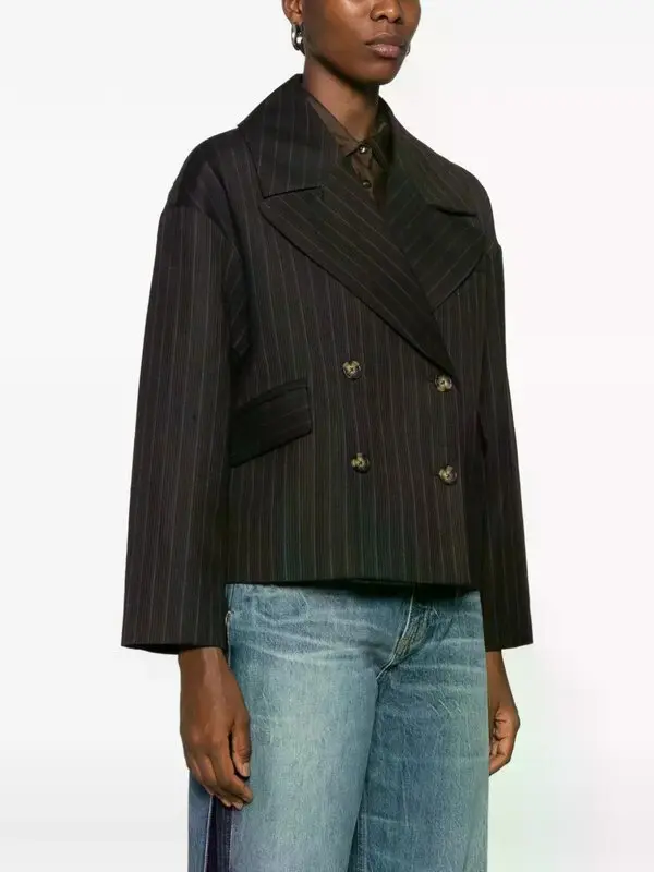 PSOPHIA Pinstriped Double-breasted Blazer