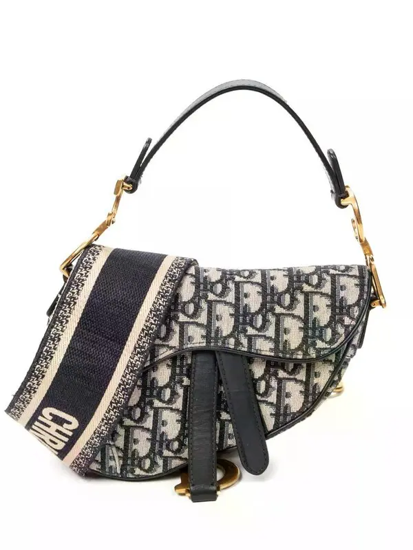 Dior Mini Oblique Jacquard Saddle Shoulder Bag - Blue
