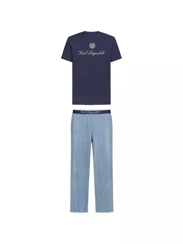 Karl Lagerfeld Logo-print Pinstripe Pajamas