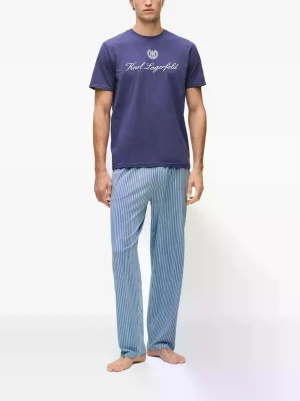 Karl Lagerfeld Logo-print Pinstripe Pajamas