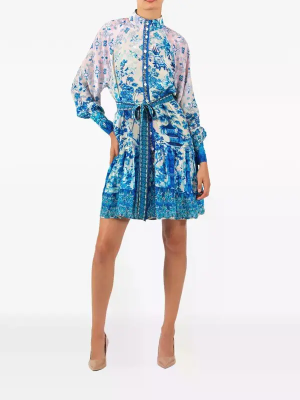 SARACO Floral-print Belted Mini Dress