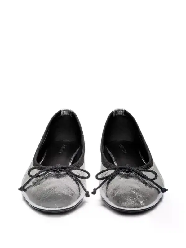 Bernardo Crinkled-finish Bow-detail Ballet Flats