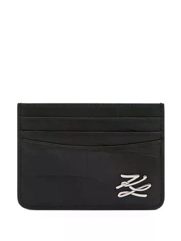 Karl Lagerfeld K/croc Leather Cardholder - Black