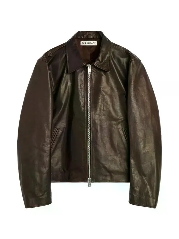 Our Legacy Zip-up Leather Jacket - Brown
