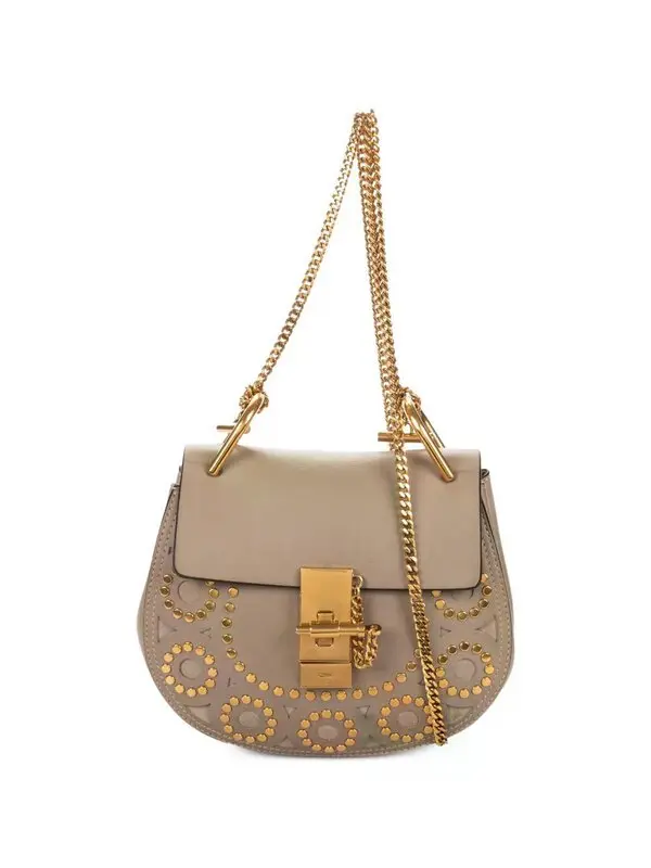 Chloé Mini Drew Studded Shoulder Bag - Grey