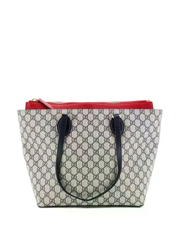 Gucci Linea A Zip Gg Coated Canvas And Leather Medium Tote Bag - Blue