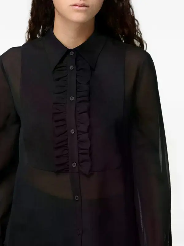 TELA Ruffled Semi-sheer Shirt