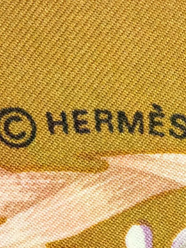 Hermès Floral-print Silk Scarf - Brown