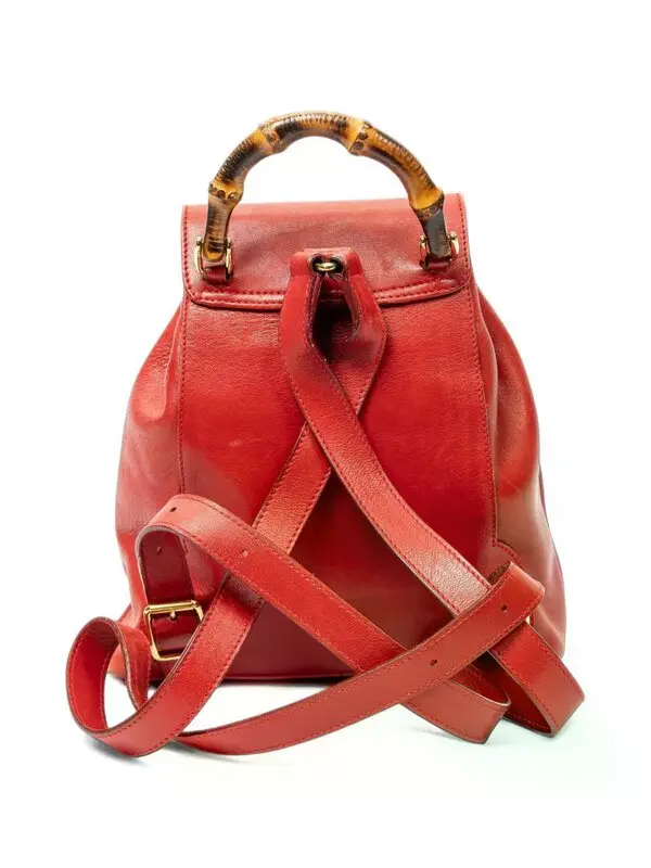 Gucci Mini Bamboo Leather Backpack - Red
