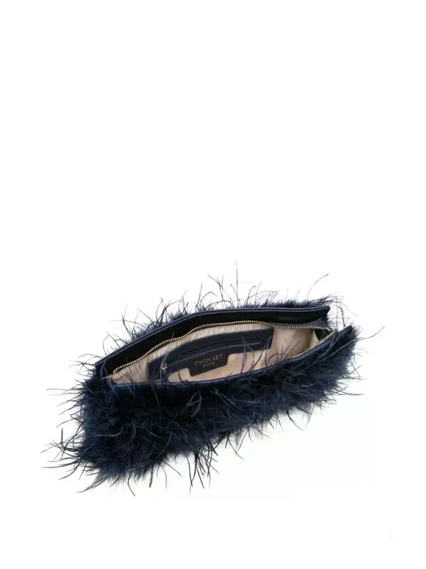 TWINSET Feather-embellished Logo-plaque Shoulder Bag