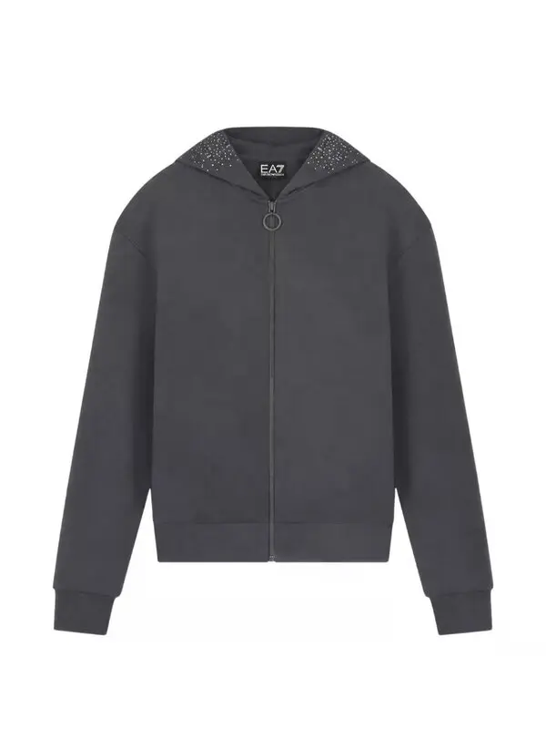 EA7 Precious Crystal-embellished Zip-up Hoodie