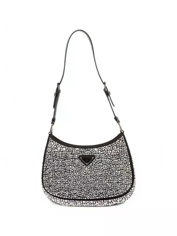 Prada Cleo Crystal-embellished Handbag - Silver