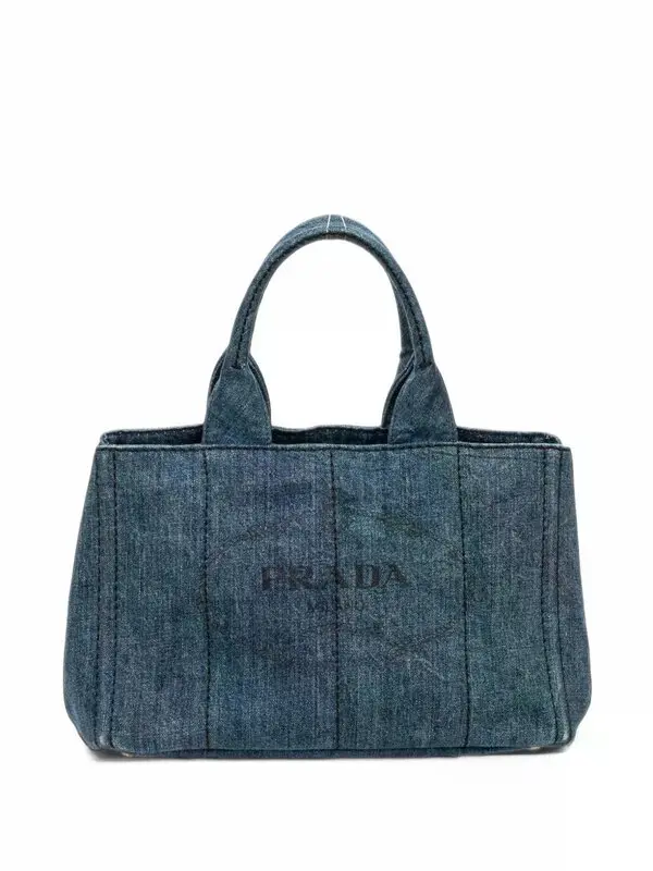 Prada Medium Canapa Tote Bag - Blue