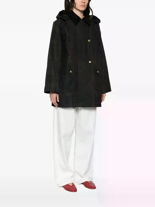 Barbour Elsie Tartan-panelled Hooded Coat