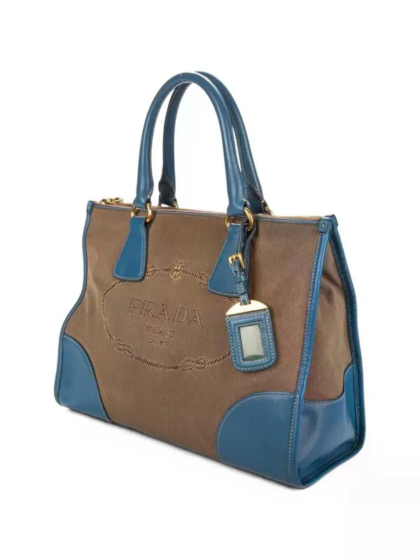 Prada Triangle-logo Two-tone Tote Bag