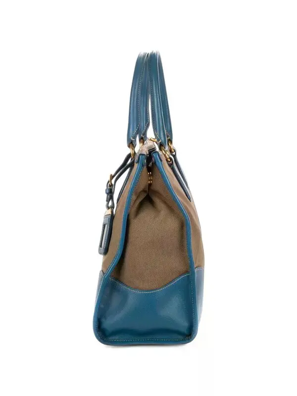 Prada Triangle-logo Two-tone Tote Bag