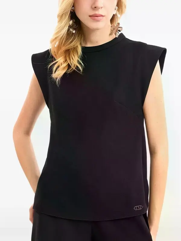 GEMY MAALOUF Padded-shoulder Asymmetric Sleeveless Blouse
