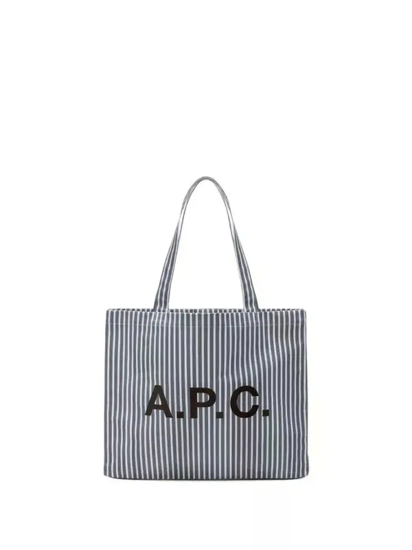 A.p.c. Striped-pattern Logo-print Tote Bag - Blue