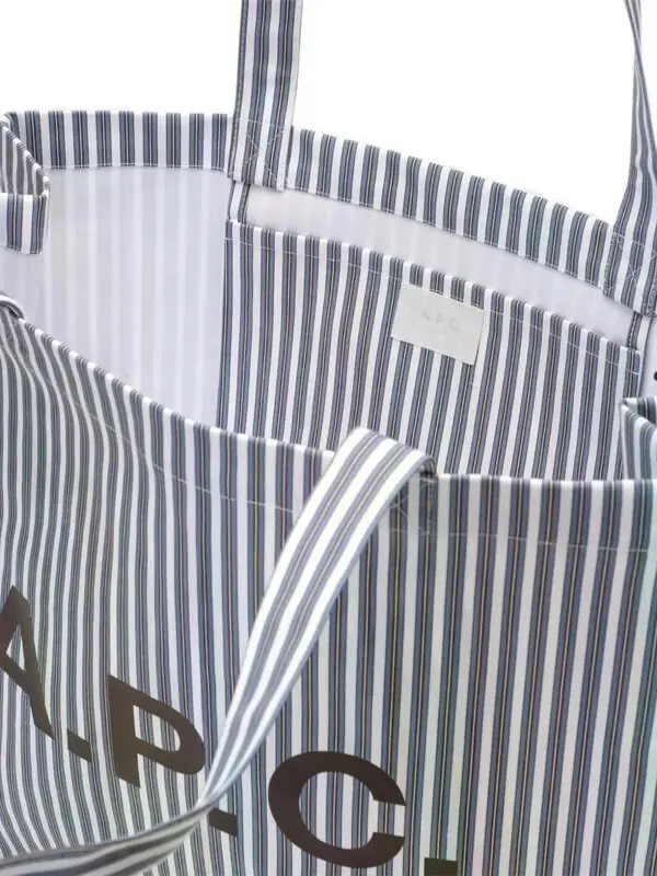 A.p.c. Striped-pattern Logo-print Tote Bag - Blue
