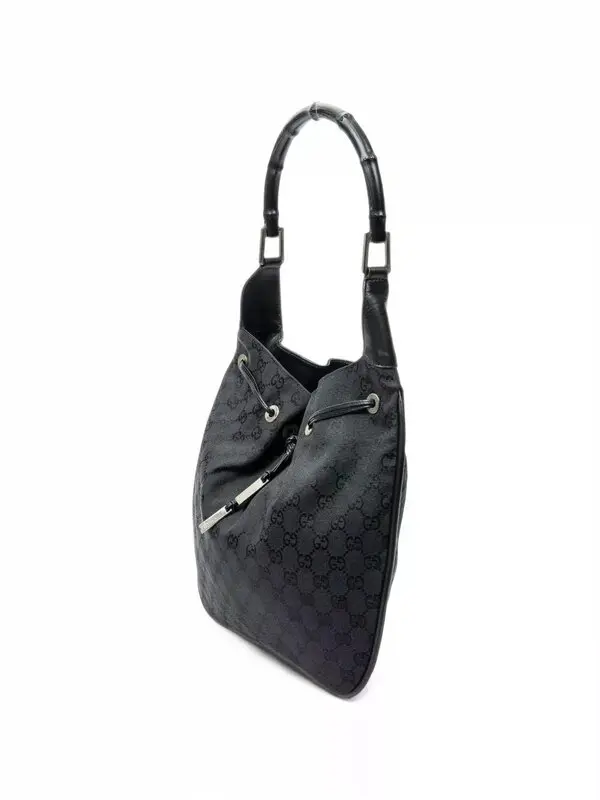 Gucci Bamboo Drawstring Tote Bag - Black