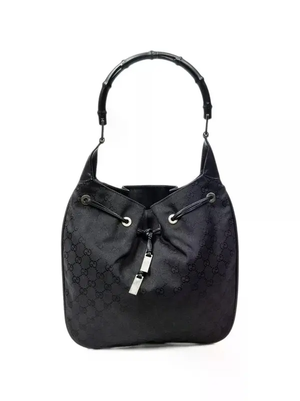 Gucci Bamboo Drawstring Tote Bag - Black