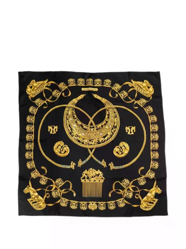 Hermès Les Cavaliers D'or Silk Scarf - Black