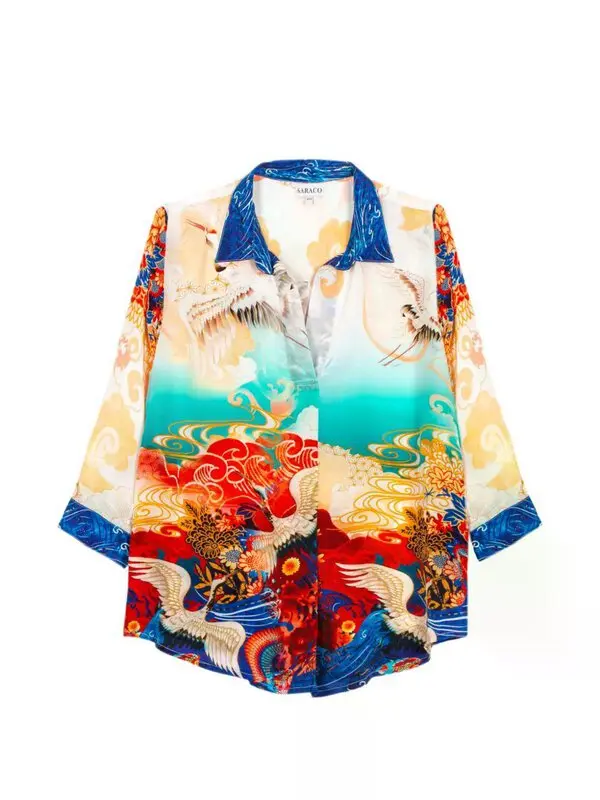 SARACO Graphic-print V-neck Blouse