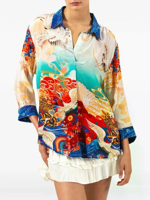 SARACO Graphic-print V-neck Blouse
