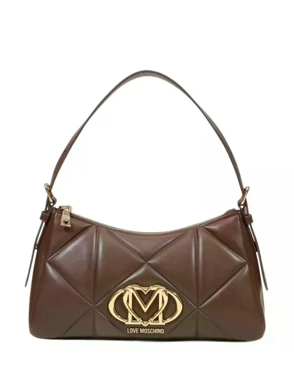 Moschino Quilted Logo-plaque Tote Bag - Brown