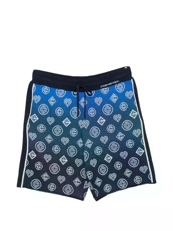 Casablanca Monogram-pattern Gradient-effect Shorts - Blue