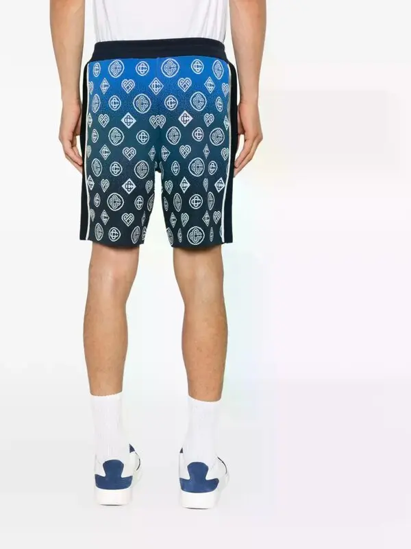 Casablanca Monogram-pattern Gradient-effect Shorts - Blue