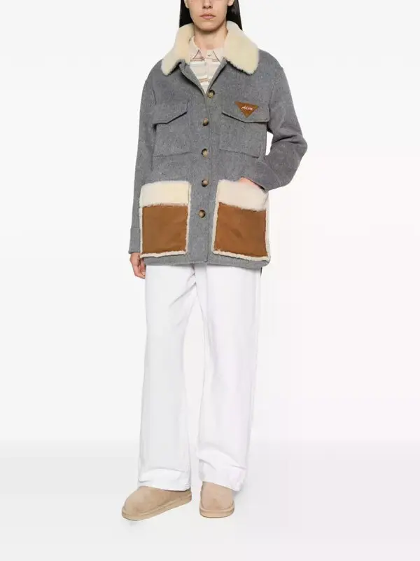 AVA ADORE Shearling-trim Patch-pocket Coat
